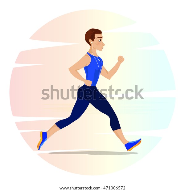 Running Man Cartoon Character Man Concept: vector de stock (libre de ...