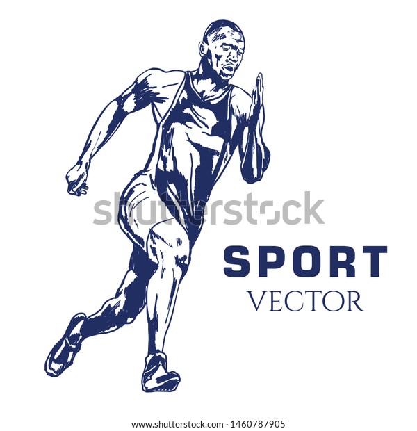 Running Man Drawing Vector Illustration Sport Stock Vector (Royalty ...