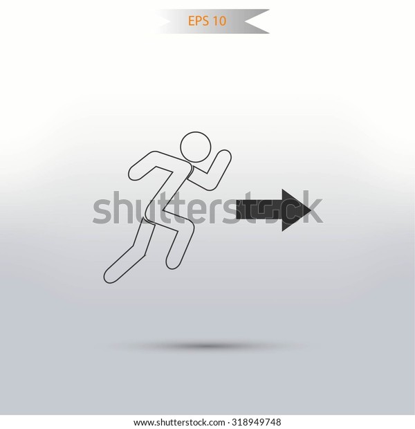 Running Man Figure Direction Arrow Icon Stock Vector (Royalty Free ...