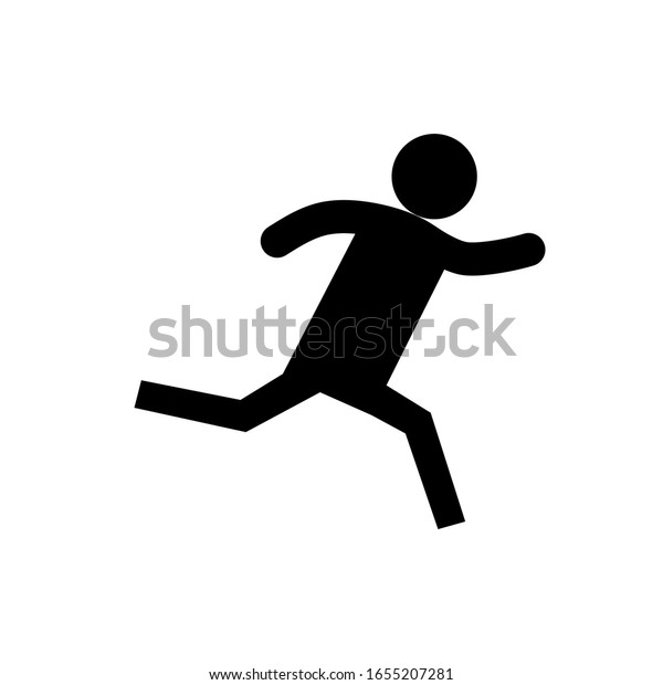 Running Man Icon White Black Silhouette Stock Vector (Royalty Free ...