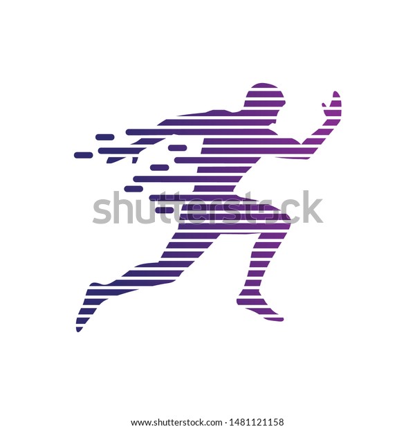 Running Man Line Style Logo Design Stock Vector (Royalty Free) 1481121158