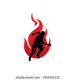 Running Man Silhouette Fire Burn Behind Stock Vector (Royalty Free ...