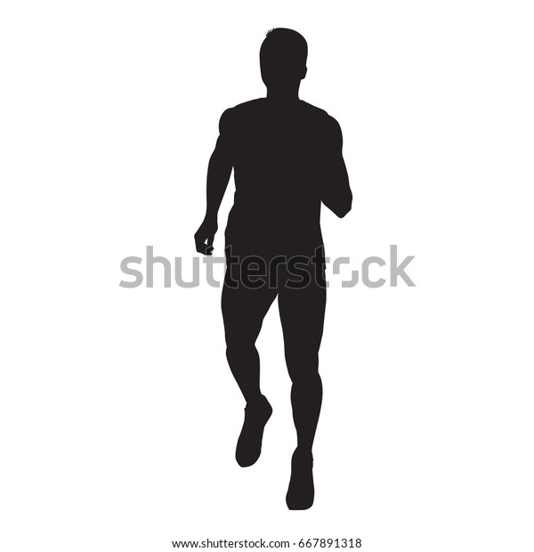 Running Man Vector Silhouette Front View 스톡 벡터(로열티 프리) 667891318 ...