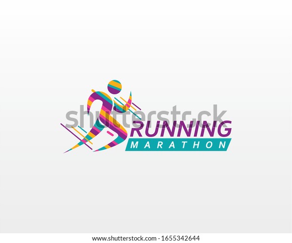 Running Marathon Logo Design Template Icon Stock Vector (Royalty Free ...