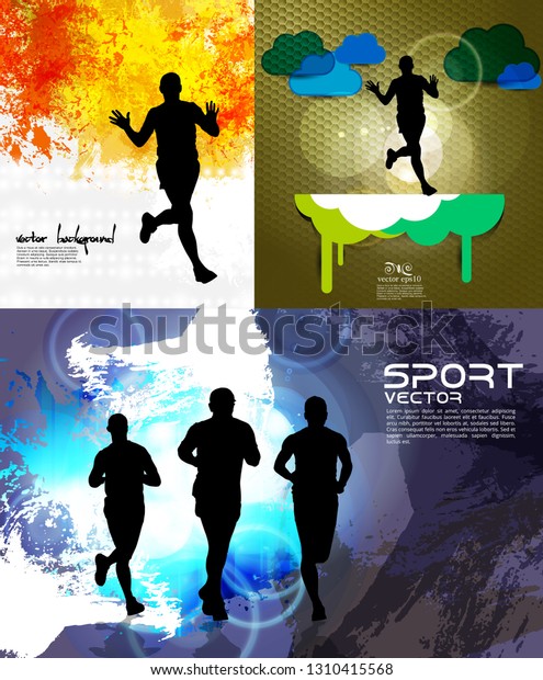 Running Marathon People Run Vector Illustration: เวกเตอร์สต็อก (ปลอดค่า ...