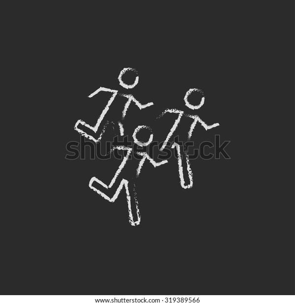Running Men Hand Drawn Chalk On Stock Vector (Royalty Free) 319389566 ...