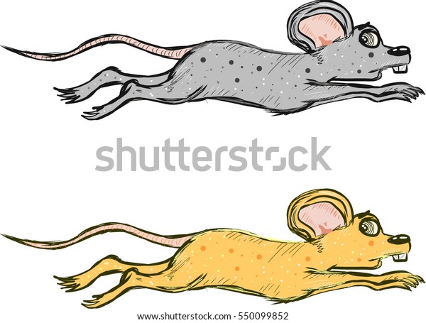 Running Mouse Vector Sketch Illustration Clipart 스톡 벡터(로열티 프리 ...