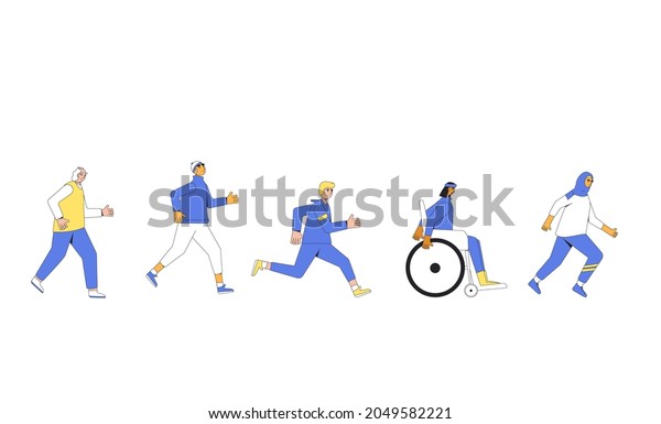 Running People Differen Runners Athletes Sportive Stock Vector (Royalty ...