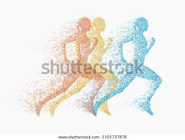 Stock vektor „Running People Vector Red Yellow Blue“ (bez autorských ...