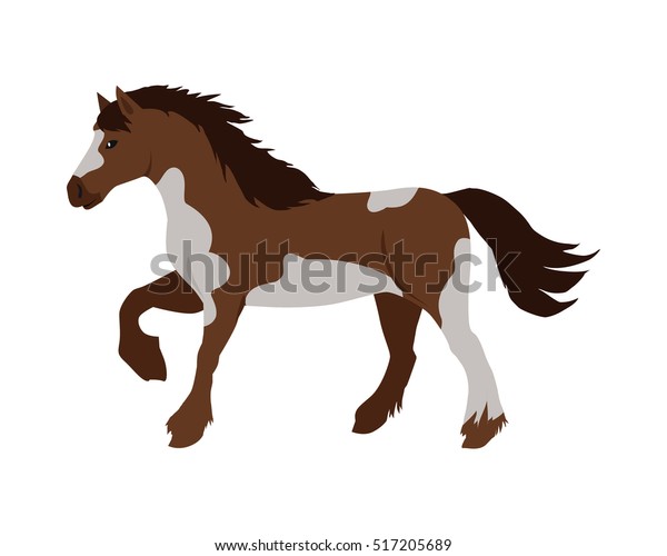 Running Pinto Horse Flat Style Vector Stock Vector (Royalty Free) 517205689