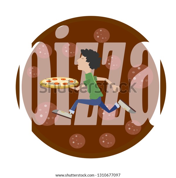 Running Pizza Delivery Man Vector Stock Vector (Royalty Free ...