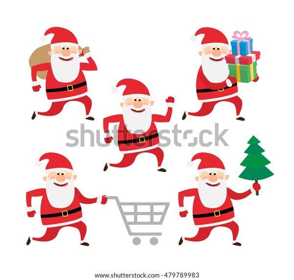 Running Santa Claus Set On White Stock Vector (Royalty Free) 479789983 ...