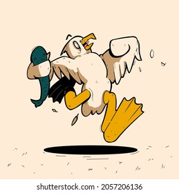 Running Seagull Bird Fish Stock Vector (Royalty Free) 2057206136 ...