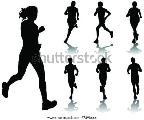 Running Silhouettes Shadows 4vector Stock Vector (Royalty Free ...