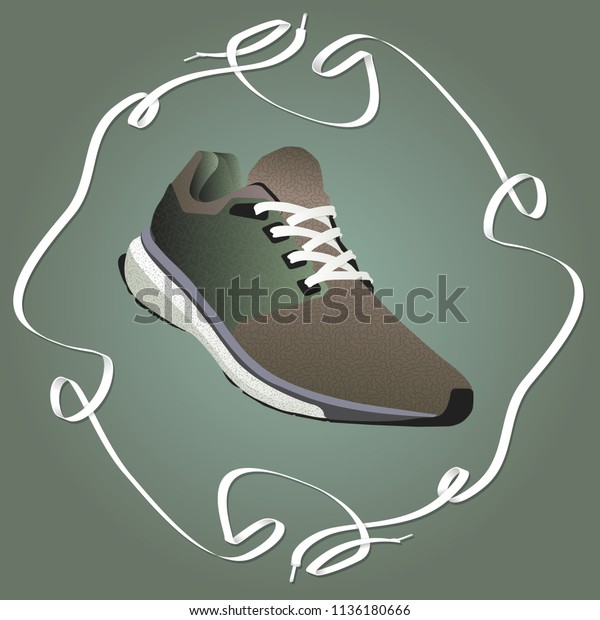 Running Sneaker Border Olive Stock Vector (Royalty Free) 1136180666 ...