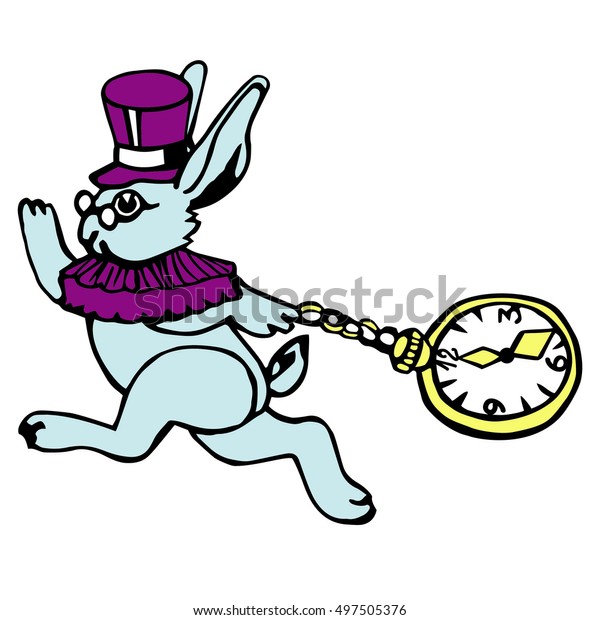 Running White Rabbit Pocket Watch Vector Stock Vector (Royalty Free ...