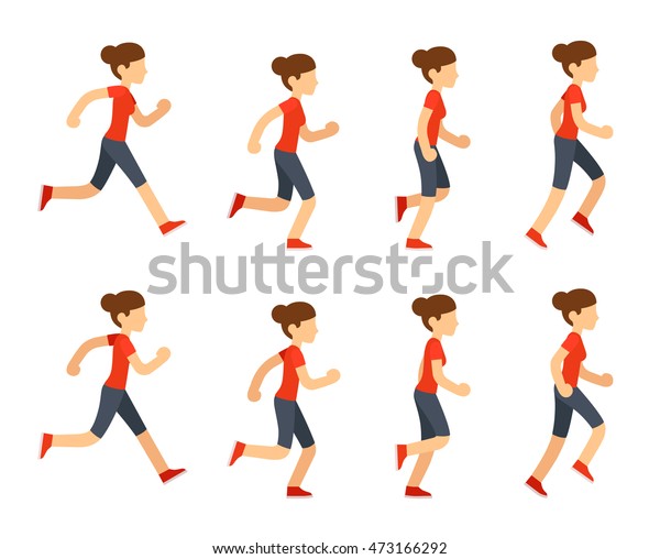 Running Woman Animation Sprite Set 8 Stock Vector (Royalty Free ...