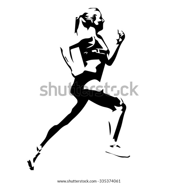 Running Woman Vector Drawn Stock Vector (Royalty Free) 335374061
