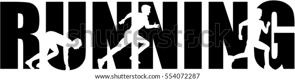 Running Word Sprinting Silhouette Stock Vector (Royalty Free) 554072287