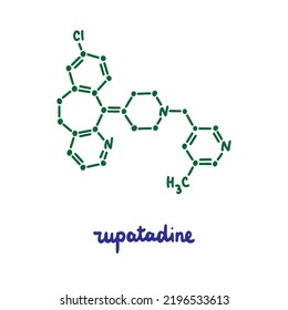 Rupatadine Hand Drawn Vector Formula Chemical Stock Vector (Royalty ...
