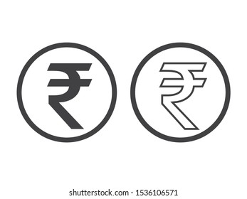 Indian Rupee Coin Icon Monochrome Black Stock Vector (Royalty Free ...