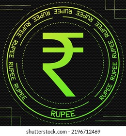 Rupee Symbol On Digital Themed Background Stock Vector (Royalty Free ...