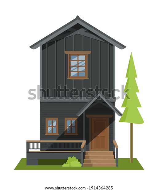 Rural Tiny House Exterior Design Wood Stock Vector (Royalty Free ...