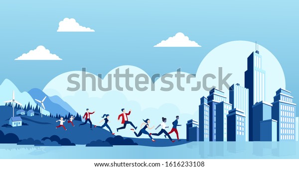 Rural Urban Migration Concept Vector People Stock Vector (Royalty Free ...