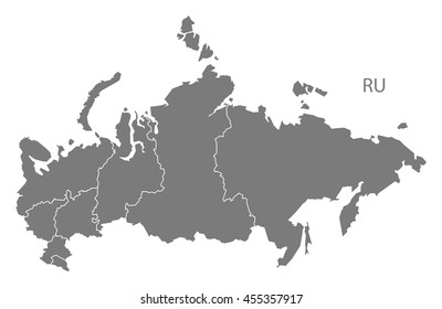 Russia Districts Map Grey Stock Vector (Royalty Free) 455357917 ...