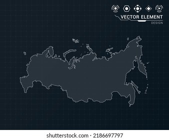 Russia Map Black Digital Frame Hud Stock Vector (Royalty Free ...