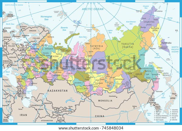 Russia Map Detailed Vector Illustration Stock Vector (Royalty Free ...