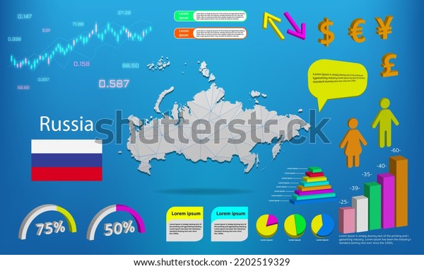 Russia Map Info Graphics Charts Symbols: เวกเตอร์สต็อก (ปลอดค่า ...
