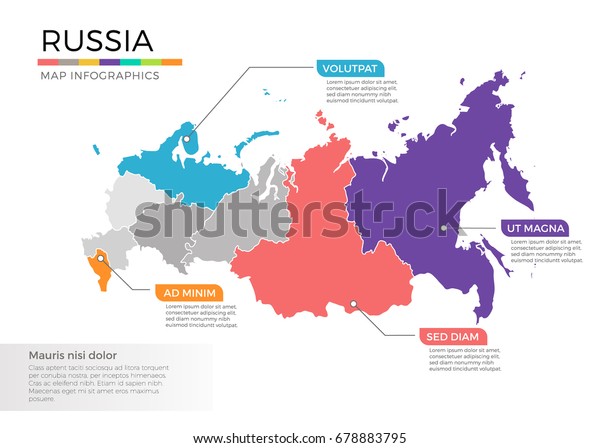 Russia Map Infographics Vector Template Regions Stock Vector (Royalty ...