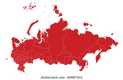 Russia Map Red Color Stock Vector (Royalty Free) 609897611