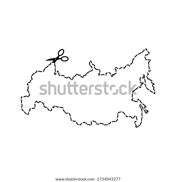 Russia Map Scissors Cut Template Dashed Stock Vector (Royalty Free ...