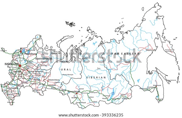 Russia Road Highway Map Vector Illustration: เวกเตอร์สต็อก (ปลอดค่า ...