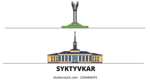 Russia Syktyvkar Flat Landmarks Vector Illustration Stock Vector ...
