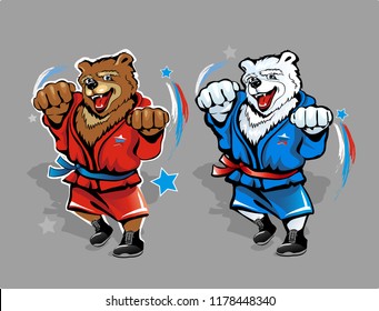 Russian Bear Wrestler Isolated On Background Stock Vector (Royalty Free ...