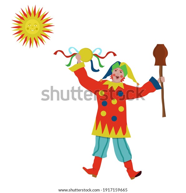 Russian Buffoon Skomorokh Musical Instruments Vector Stock Vector ...
