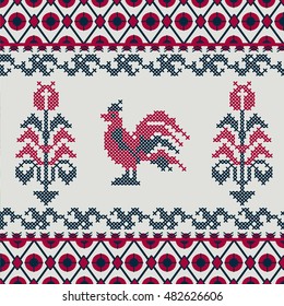 Russian Geometric Pattern Crossstitch Stock Vector (Royalty Free ...