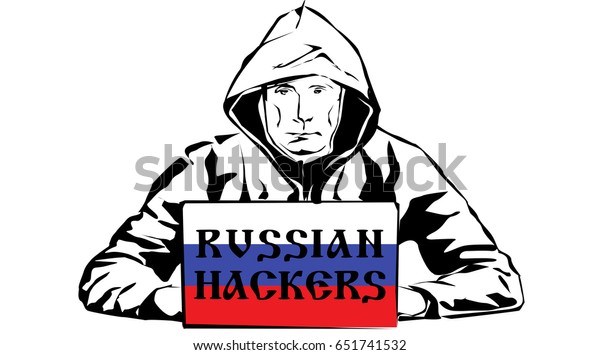 Russian Hackers Black White Drawingrussian Flag Stock Vector (Royalty ...