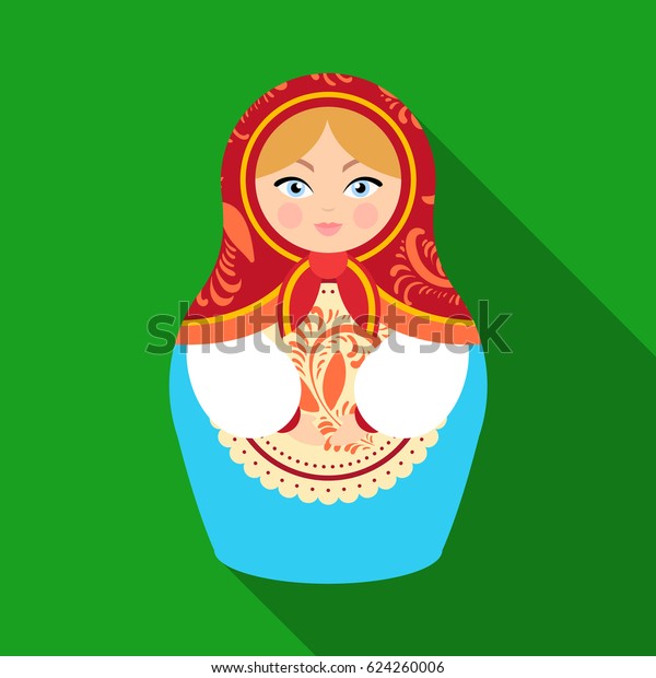 Russian Matrioshka Icon Flat Style Isolated Stock Vector (Royalty Free ...