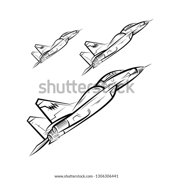 Russian Military Fighter Drawing Vector Illustration Stock Vector ...