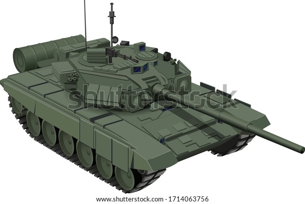 Russian Modern Tank Isolated On White: เวกเตอร์สต็อก (ปลอดค่าลิขสิทธิ์ ...