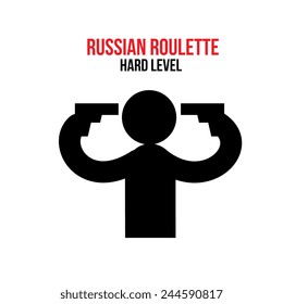 Russian Roulette Hard Level Poster Silhouette Stock Vector (Royalty ...