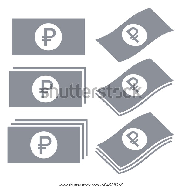 Russian ruble banknotes vector icons. Money icon set