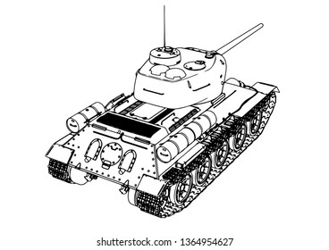 Russian Tank Sketch Vector Stock Vector (Royalty Free) 1364954627 ...