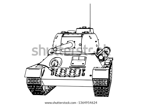 Russian Tank Sketch Vector Stock Vector (Royalty Free) 1364954624 ...