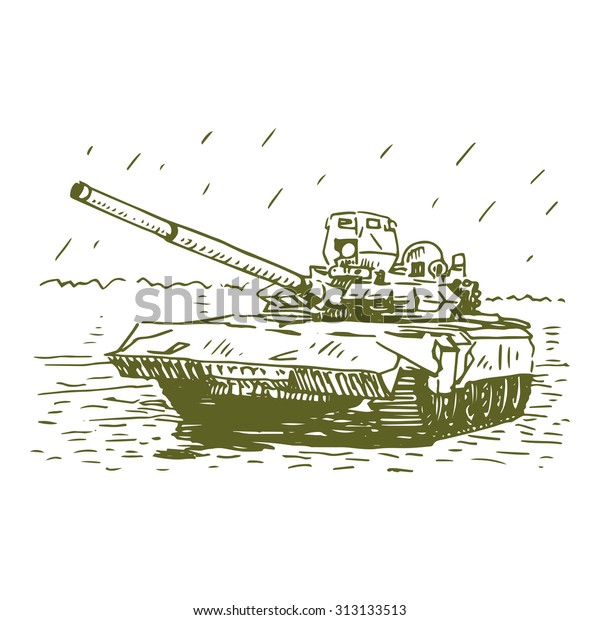 Russian Tank T72 Vector Freehand Sketch Stock Vector (Royalty Free ...