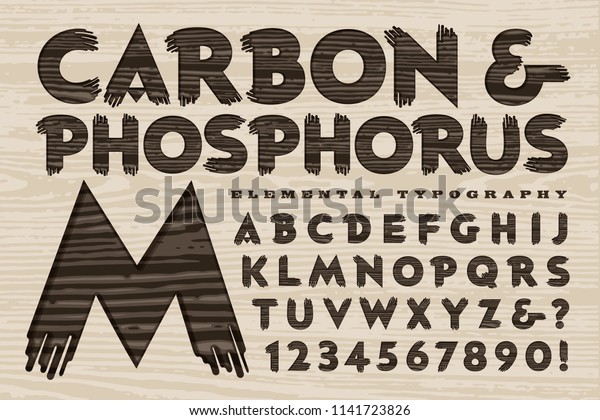 Rustic Alphabet Carved Wood Effect Similar Stock Vector (Royalty Free ...